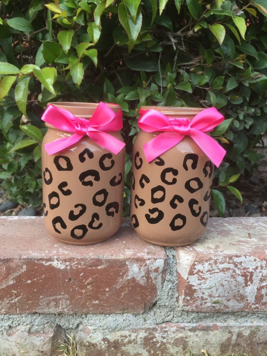 Leopard Print Mason Jars With Pink Bow. Leopard Print Centerpieces ...