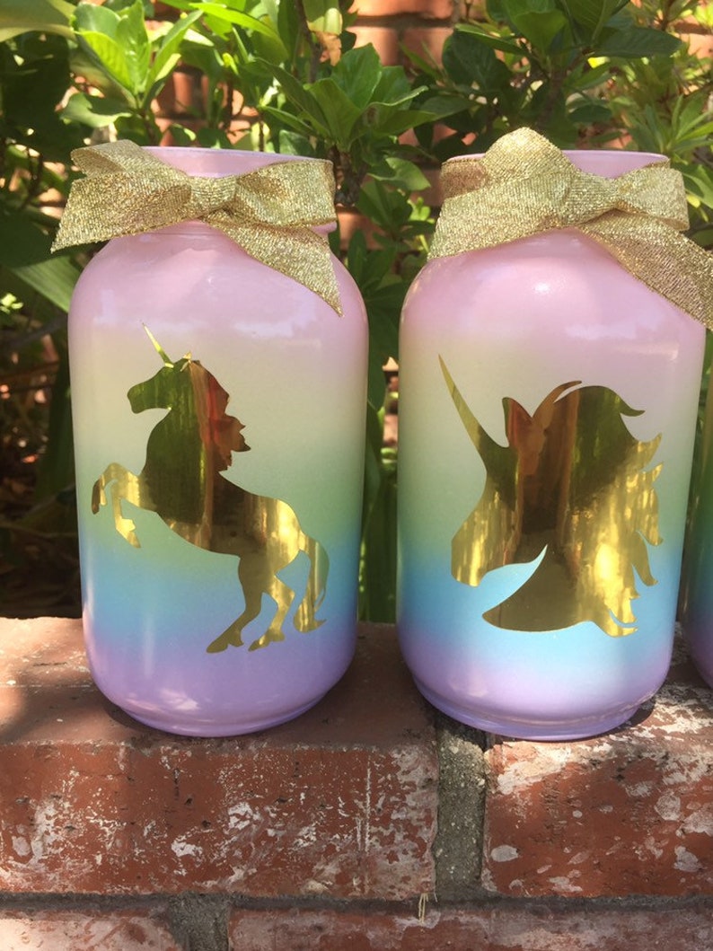 Pastel rainbow unicorn centerpieces. Rainbow centerpieces. | Etsy