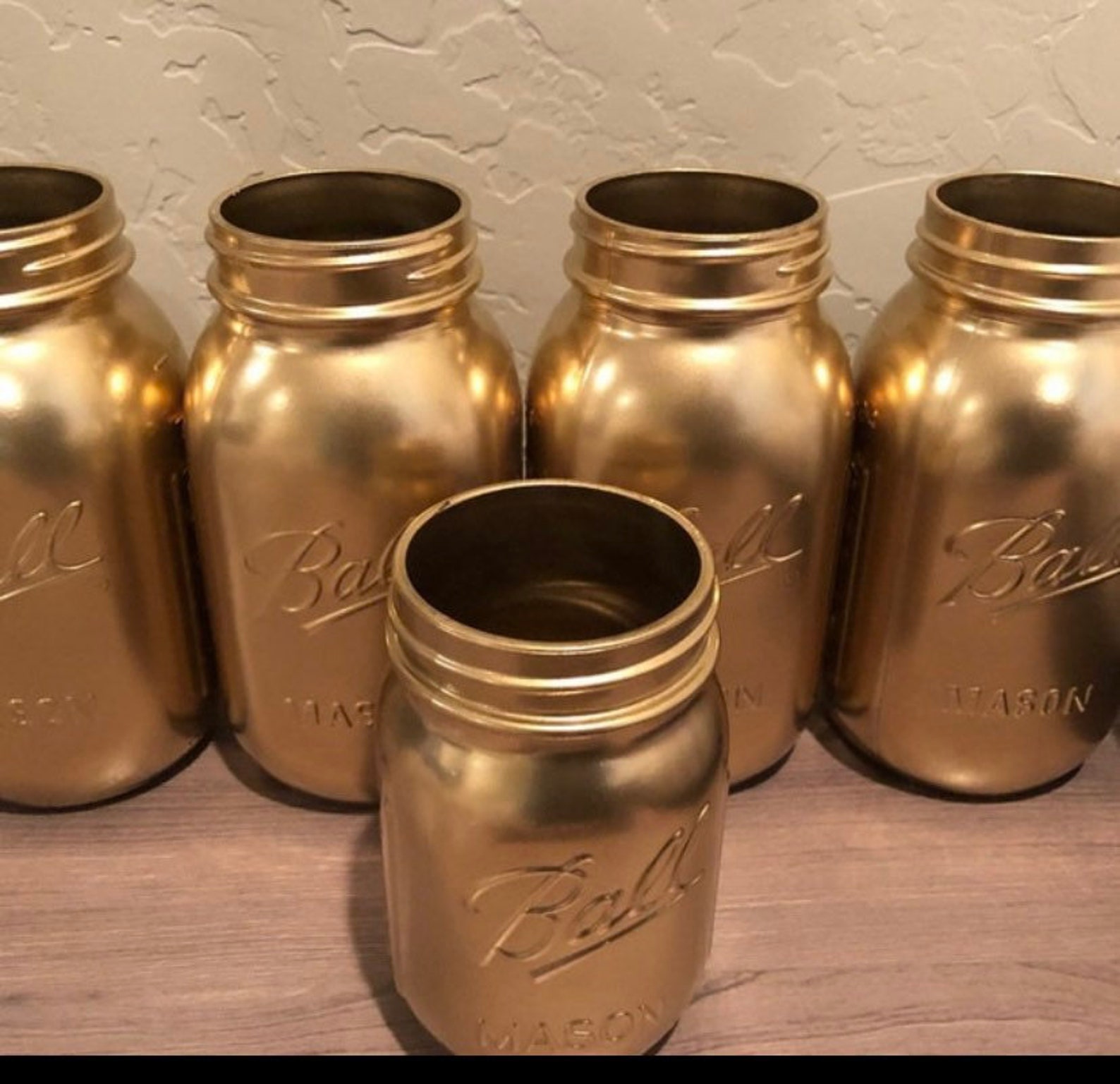 SALE!! SET OF 5 Gold Mason Jars. Centerpieces. Gold Decor. Home Decor ...