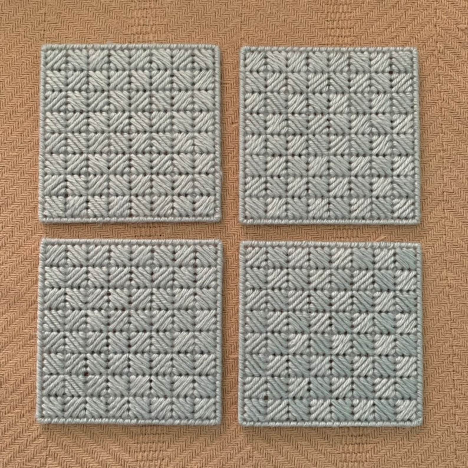 Set of 4 New Square Plastic Canvas Drink Coasters red Silver | Etsy