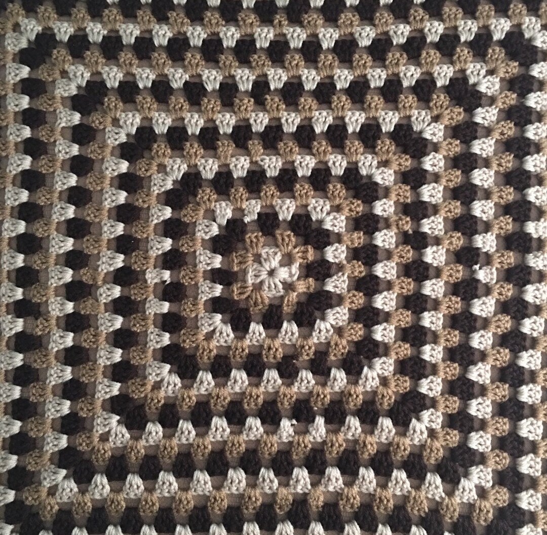 Handmade Crocheted Giant Granny Square Throw Blanket/ Afghan 59.5in. X ...