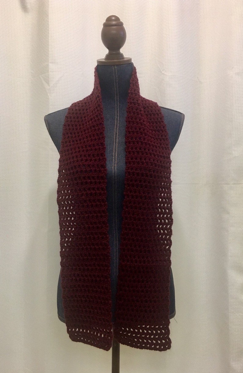 Hand Crocheted Scarf (handmade, Maroon, Dark Red, Winter Fashion) - Etsy
