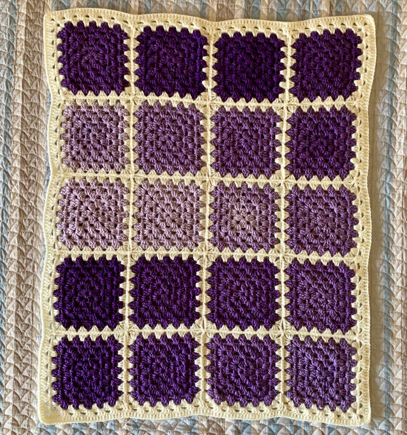 Hand Crocheted Purple Granny Square Baby Blanket - Etsy