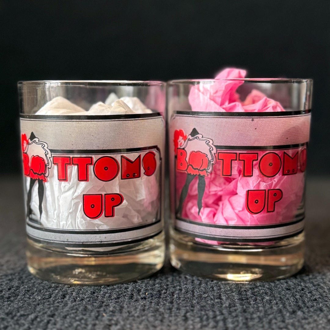 Vintage “bottoms Up” Pin-up Bar Glasses – Risqué 1950s Style Set of 2 ...