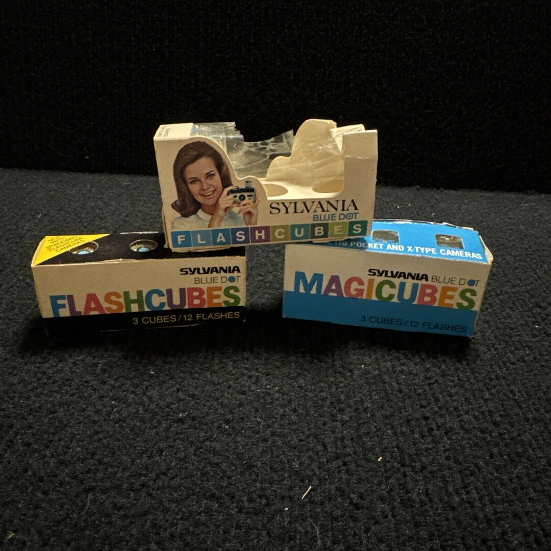 Vintage Sylvania Blue Dot Flashcubes - Set of 3 Boxes - Made in USA - Photography Equipment ...