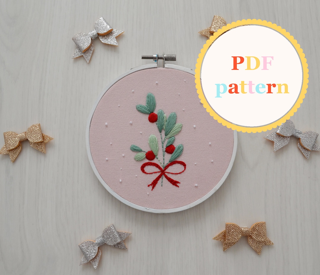 Holly Christmas PDF Hand Embroidery Pattern • Holly PDF Pattern ...