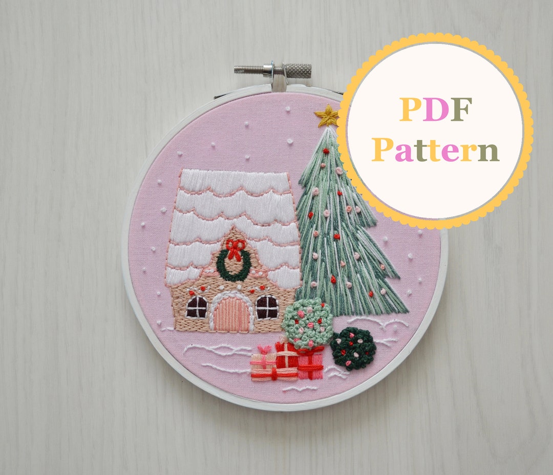Gingerbread House Christmas Hand Embroidery Pattern (PDF Pattern) - Etsy