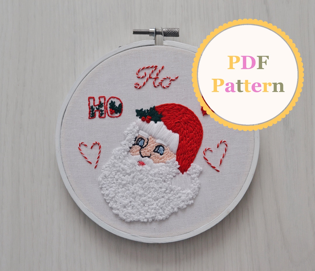 Santa Claus PDF Hand Embroidery Pattern • PDF Pattern • Embroidery ...