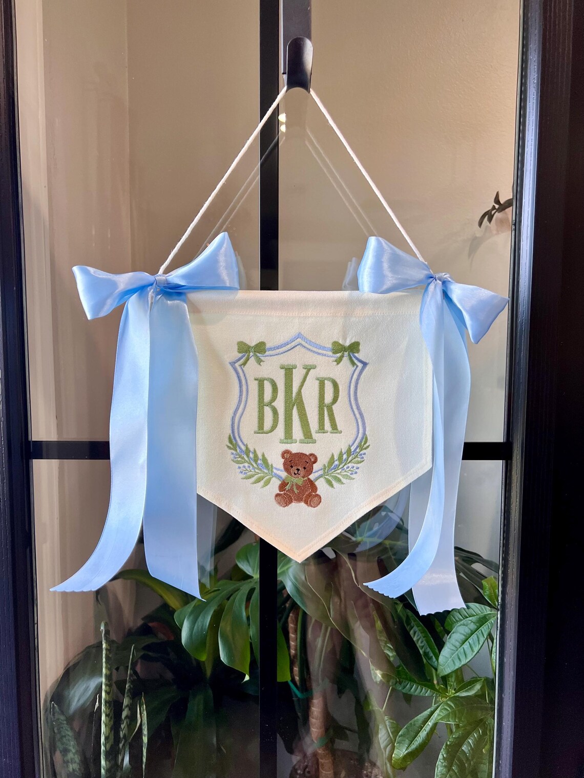 Personalized Embroidered Baby Banner - Stork Design, Nursery Decor - Etsy