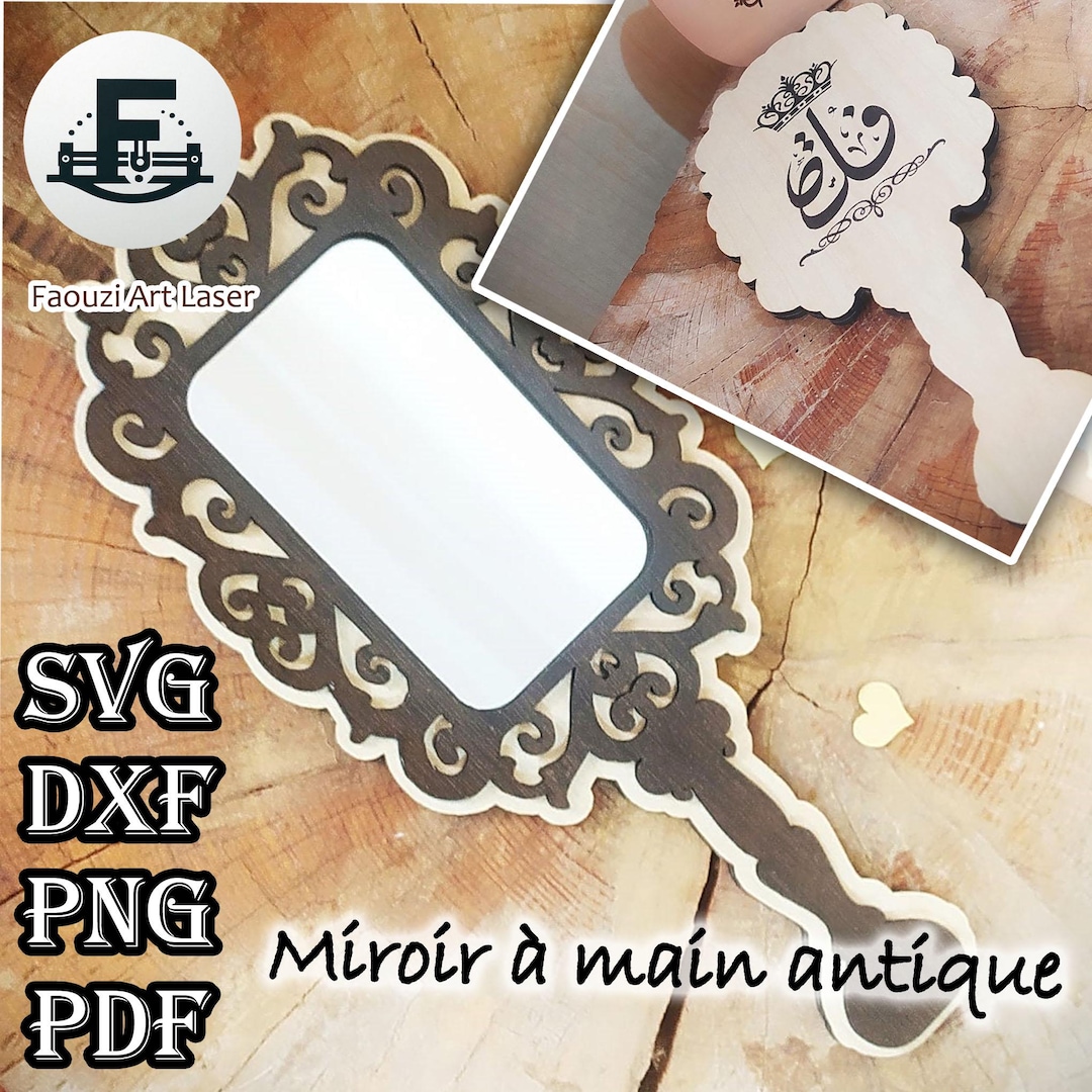 Svg, Dxf, Pdf, Png File for a Personalized Handheld Mirror, Perfect for ...
