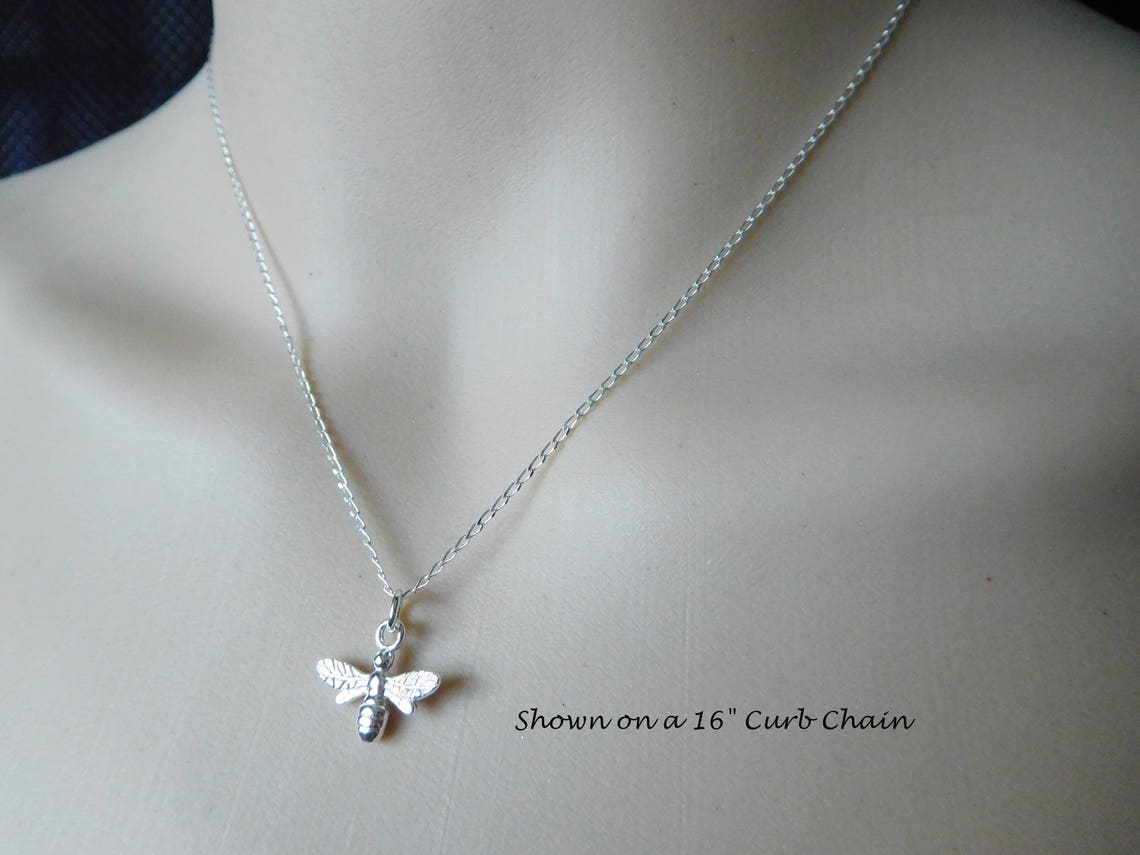 Sterling Silver Bee Necklace Silver Honey Bee Pendant Nature | Etsy