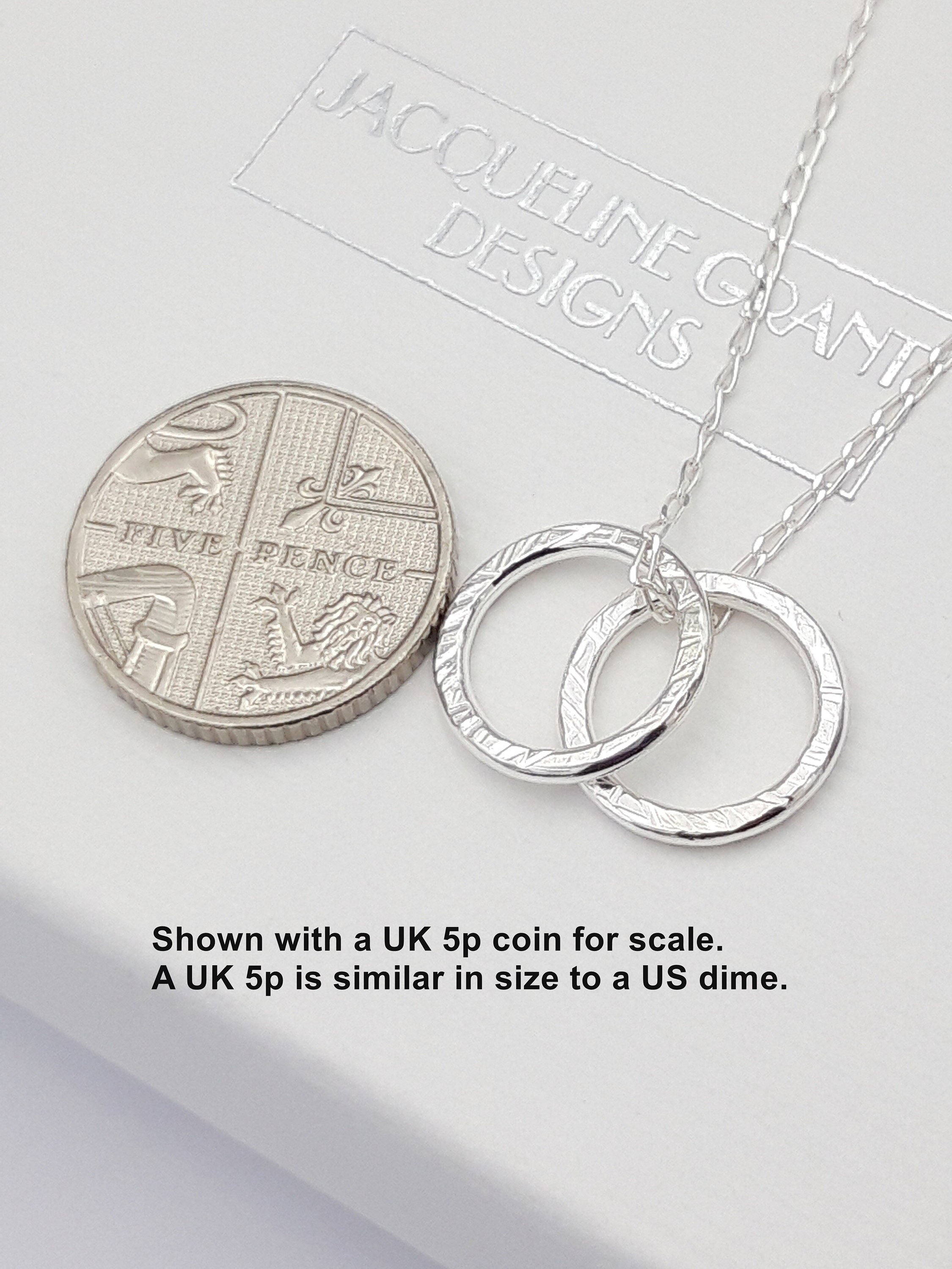 Sterling Silver Two Ring Pendant Sterling Silver Chain Two - Etsy UK