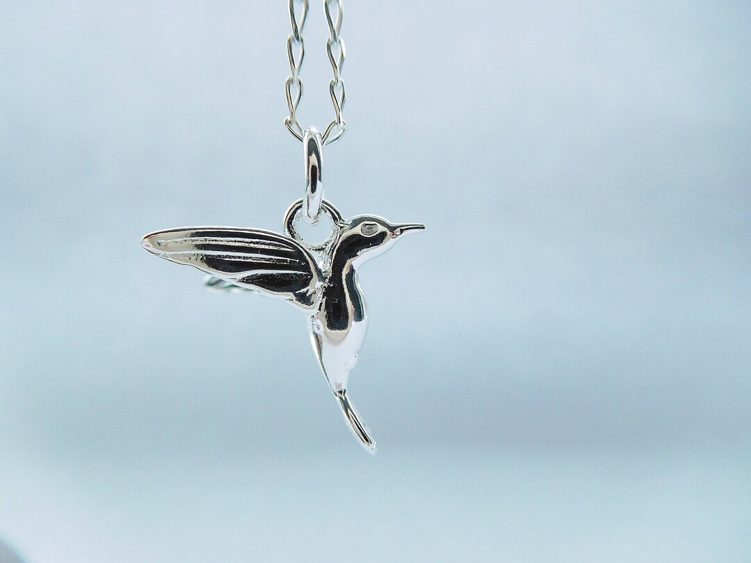 Sterling Silver Hummingbird Necklace, Silver Bird Pendant - Etsy UK