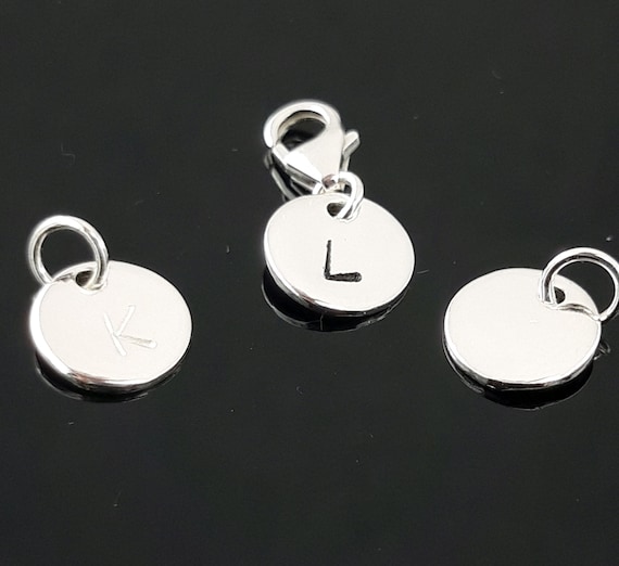 Sterling Silver Initial Disc Initial Charm Letter Charm | Etsy UK