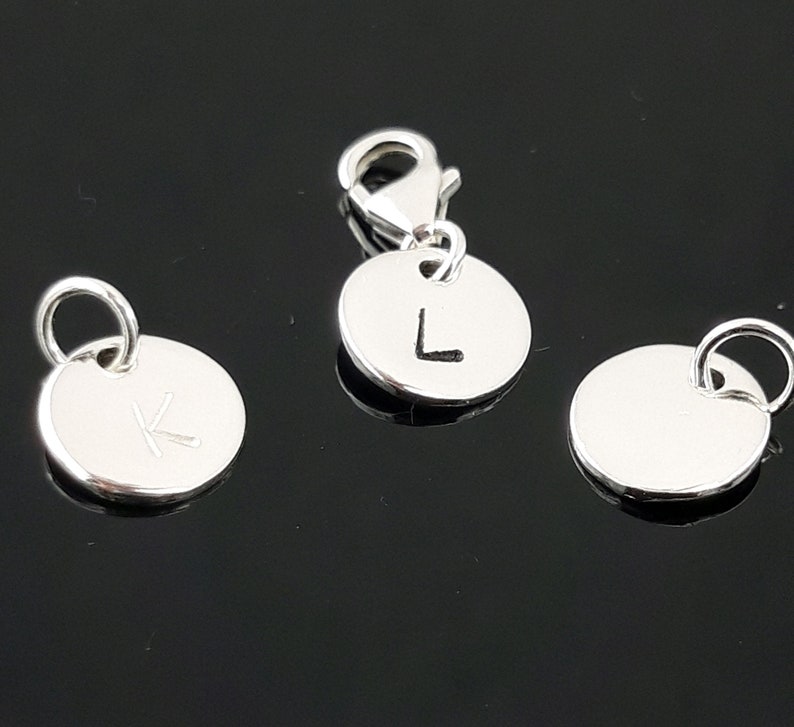 Sterling Silver Initial Disc Initial Charm Letter Charm | Etsy UK