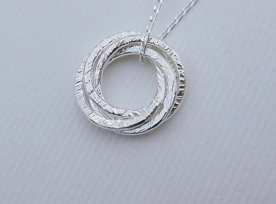 Sterling Silver Four Entwined Ring Necklace Four Rings for | Etsy