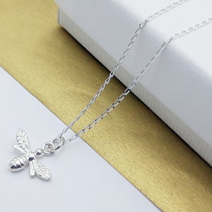 Sterling Silver Bee Necklace, Silver Honey Bee Pendant, Nature Necklace ...