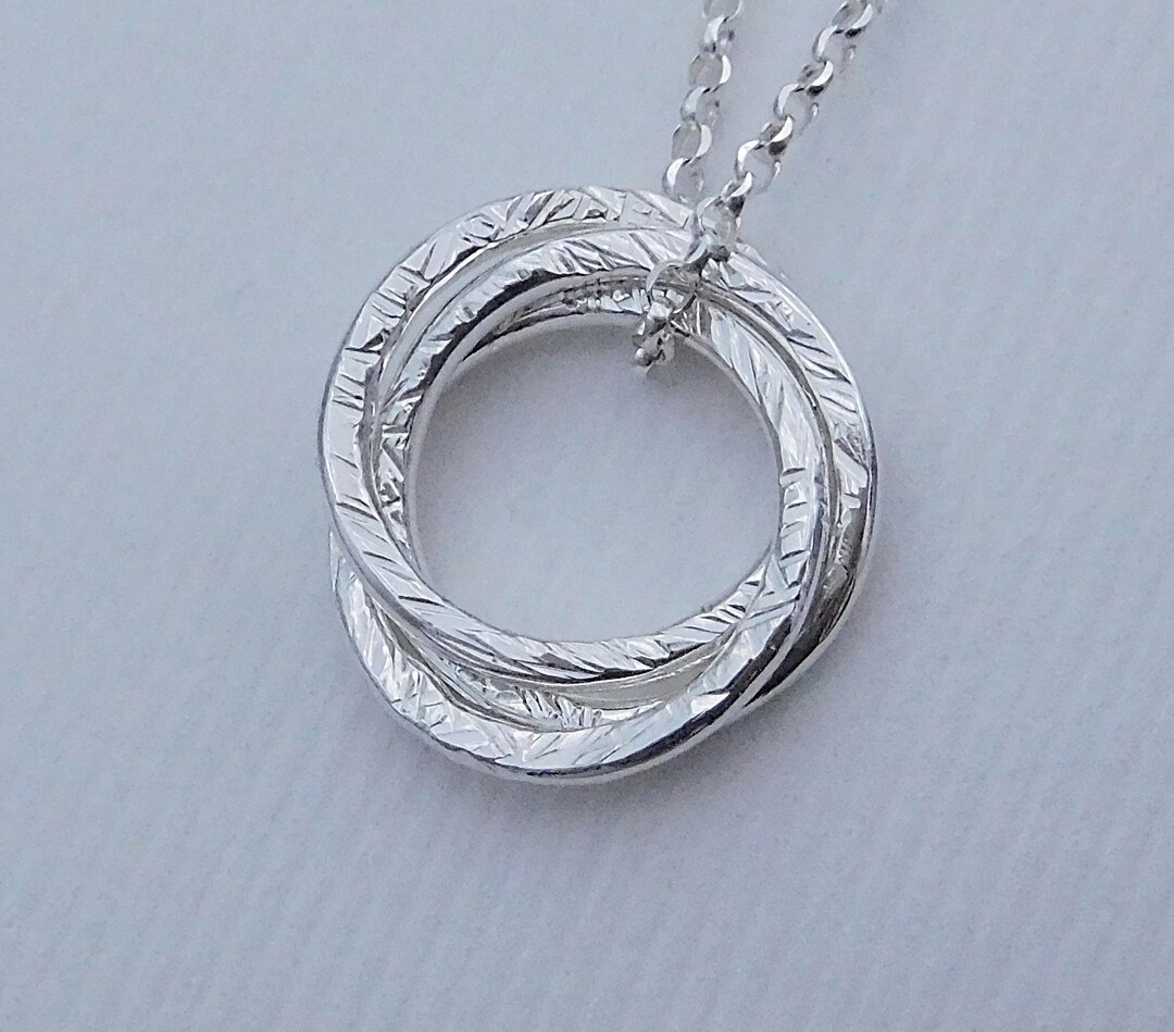 Sterling Silver Entwined Three Ring Necklace, Three Rings for Three ...