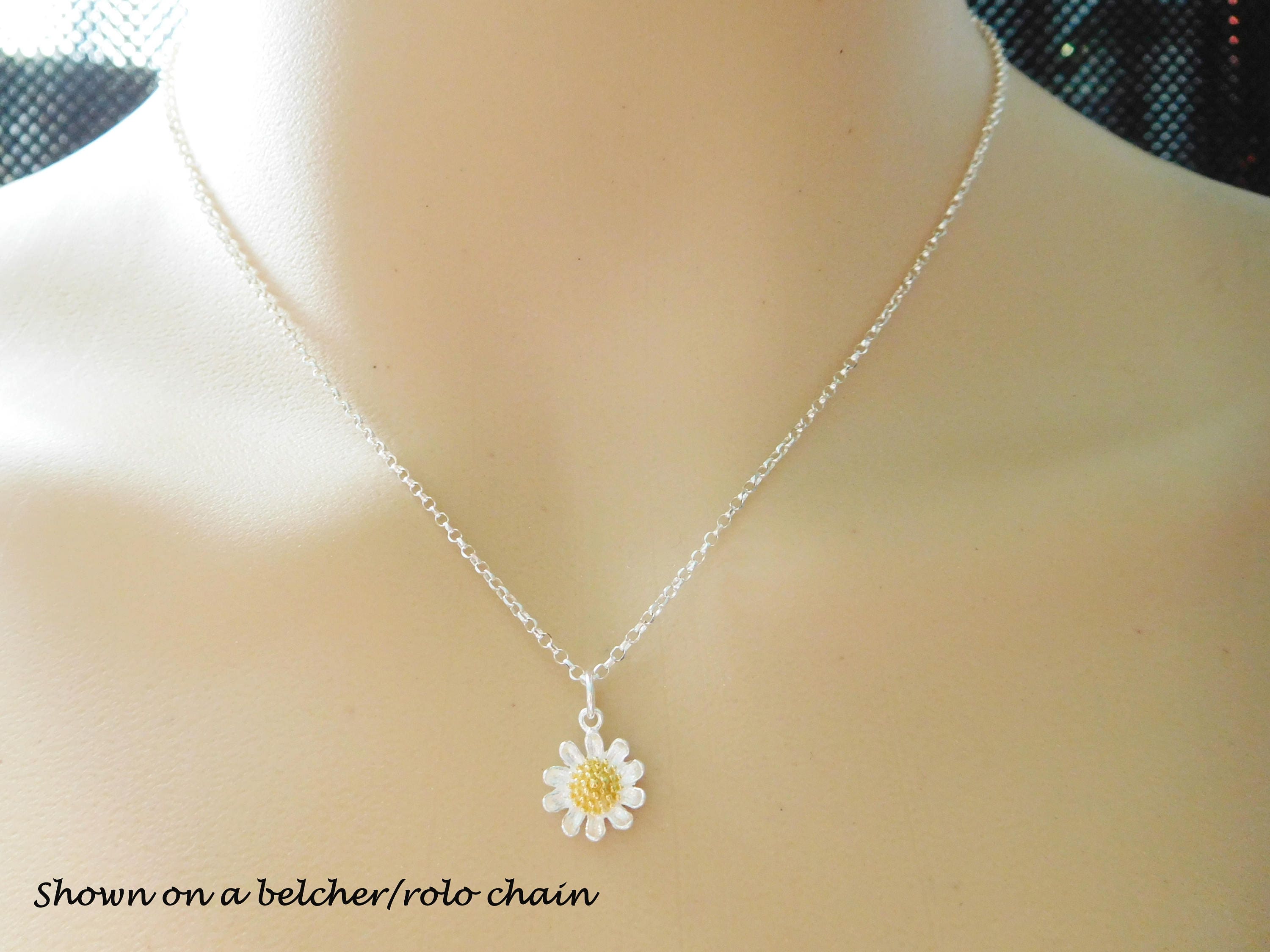 Sterling Silver and Gold Daisy Pendant Necklace Silver and | Etsy