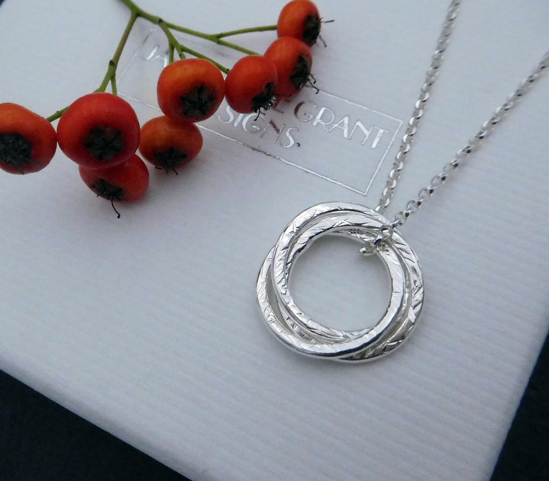 Sterling Silver Entwined Three Ring Necklace Three Rings for | Etsy UK