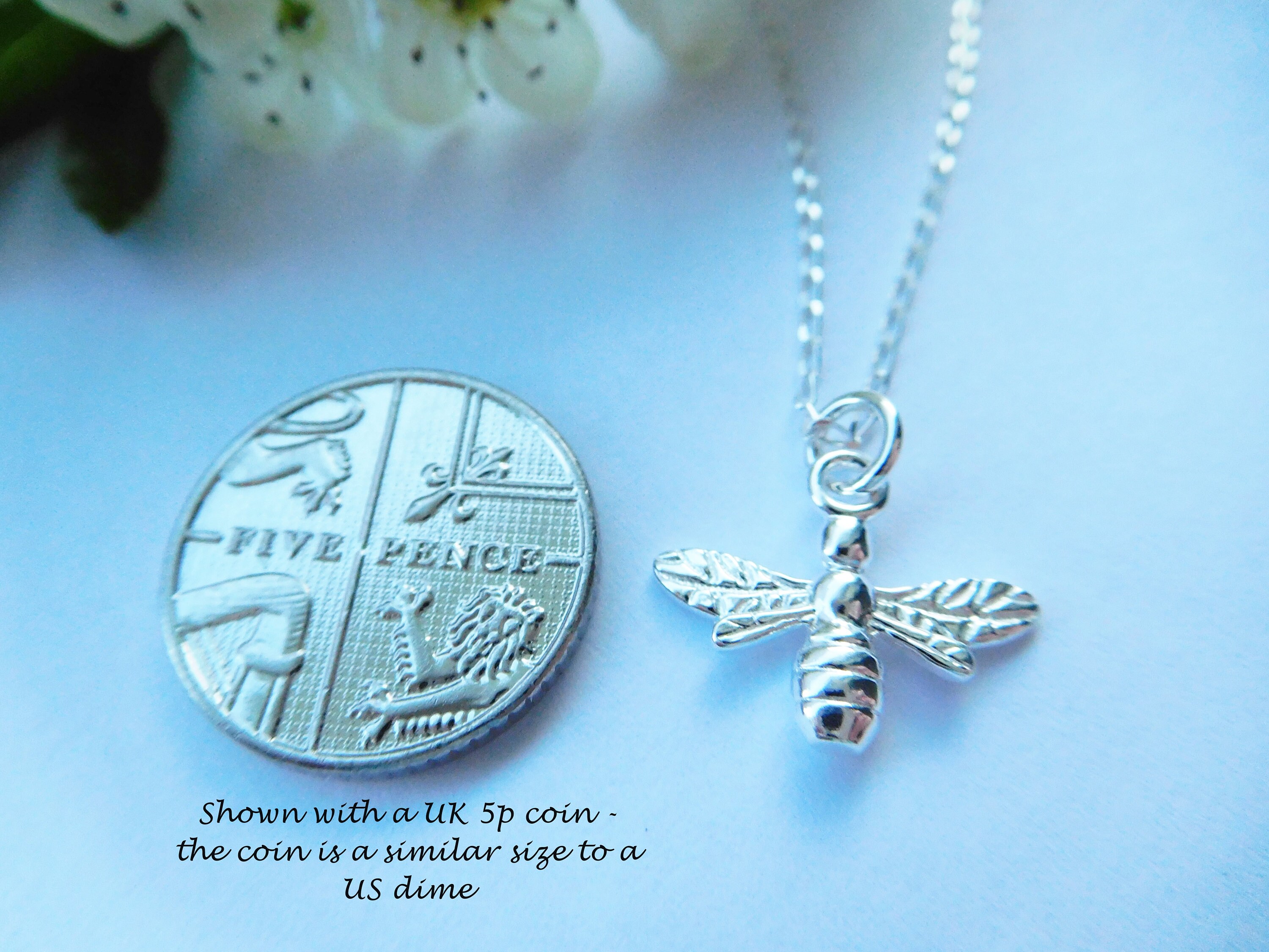 Sterling Silver Bee Necklace Silver Honey Bee Pendant Nature - Etsy UK