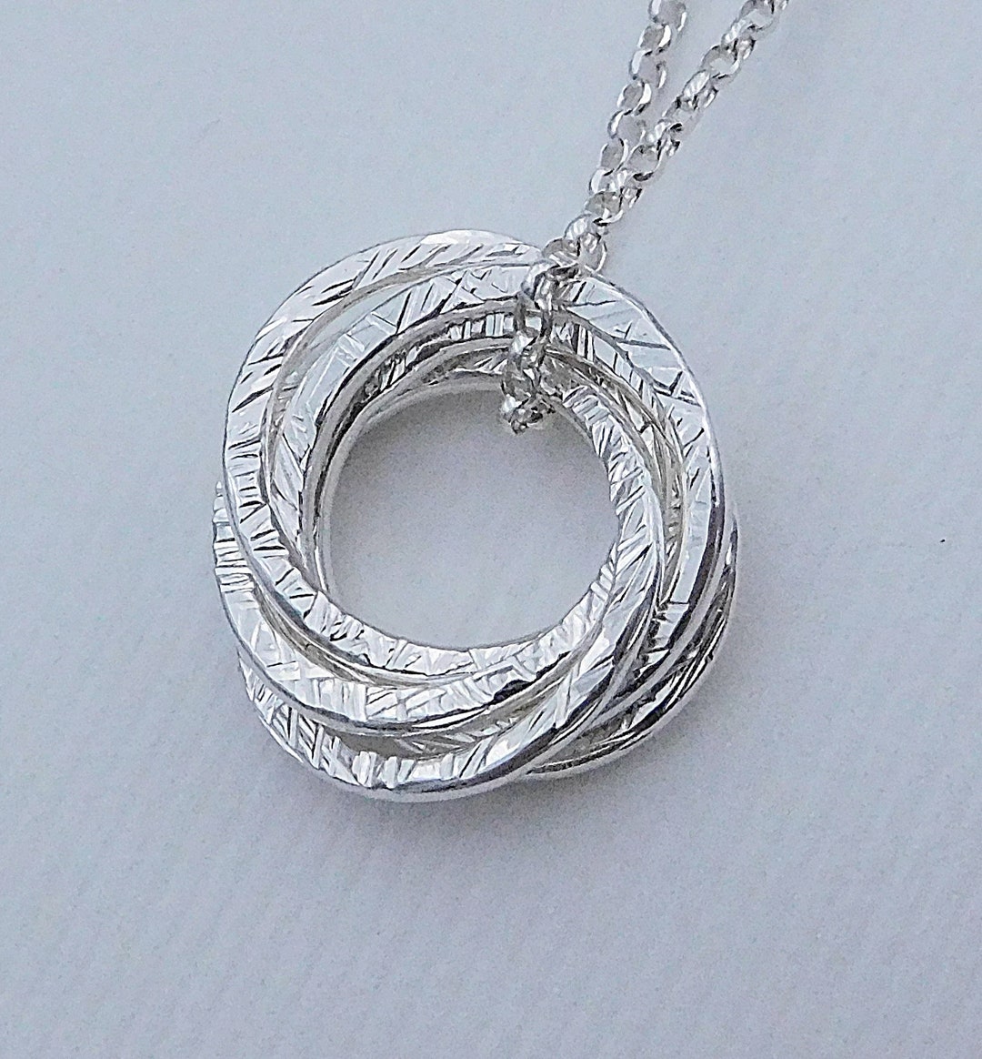 Sterling Silver Entwined Five Ring Necklace, Russian Wedding Ring ...