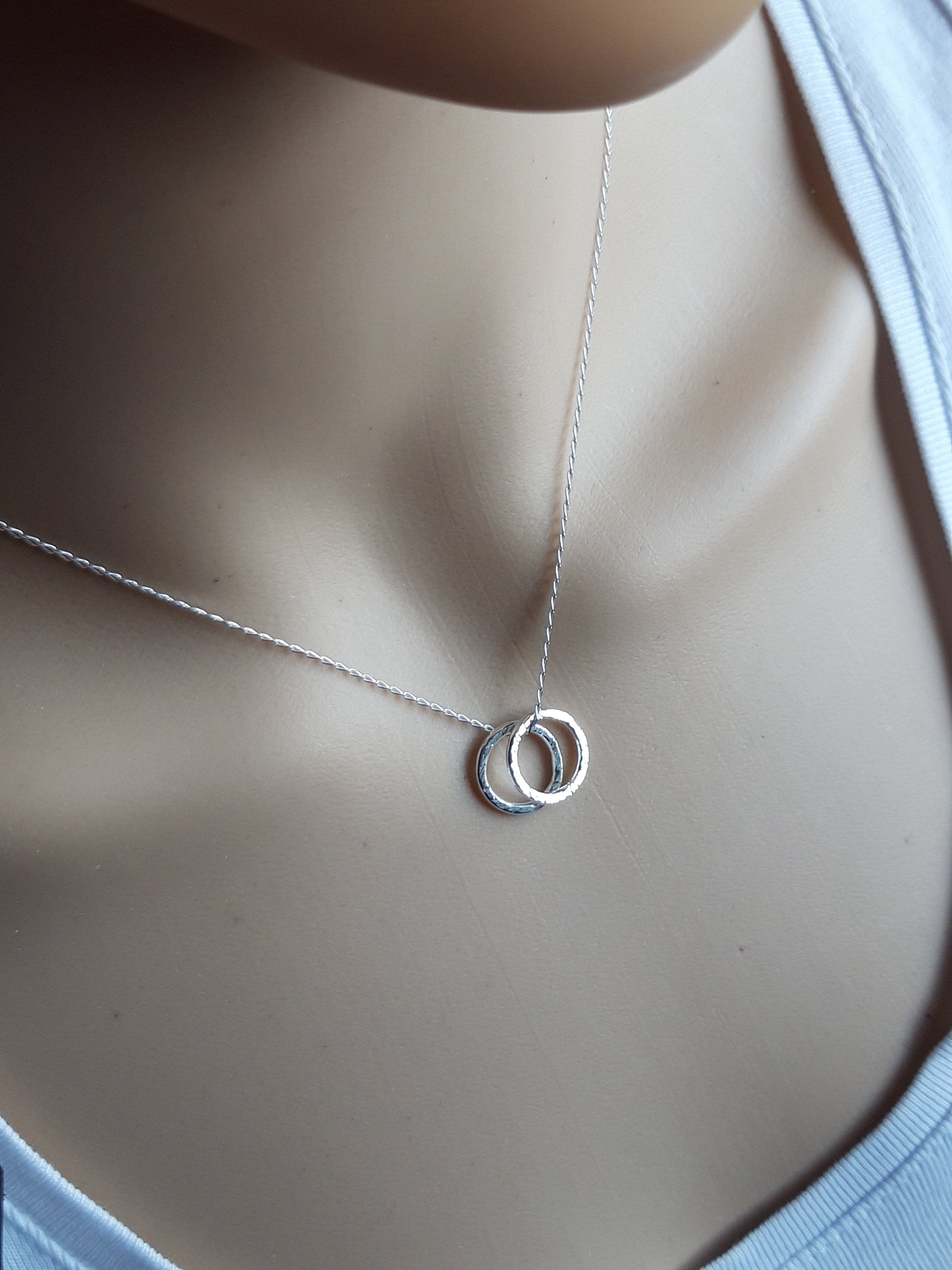 Sterling Silver Two Ring Pendant | Etsy