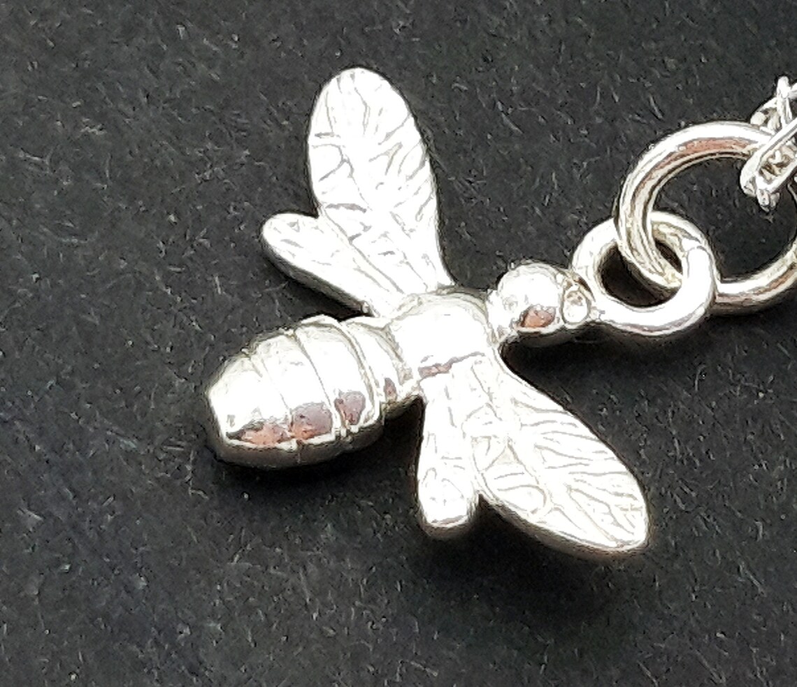 Sterling Silver Bee Necklace Silver Honey Bee Pendant Nature | Etsy