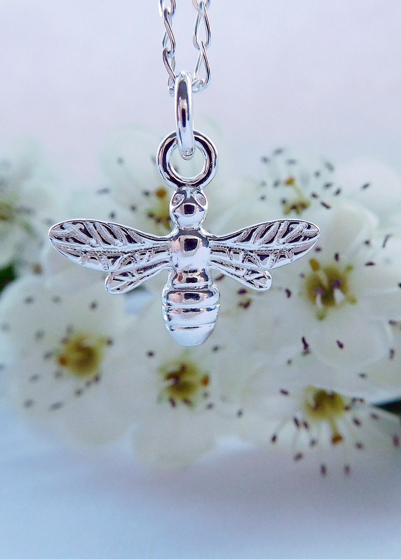 Sterling Silver Bee Necklace Silver Honey Bee Pendant Charm | Etsy