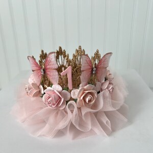 Blush and Light Pink Butterfly Crown, Gold Birthday Crown, Princess ...