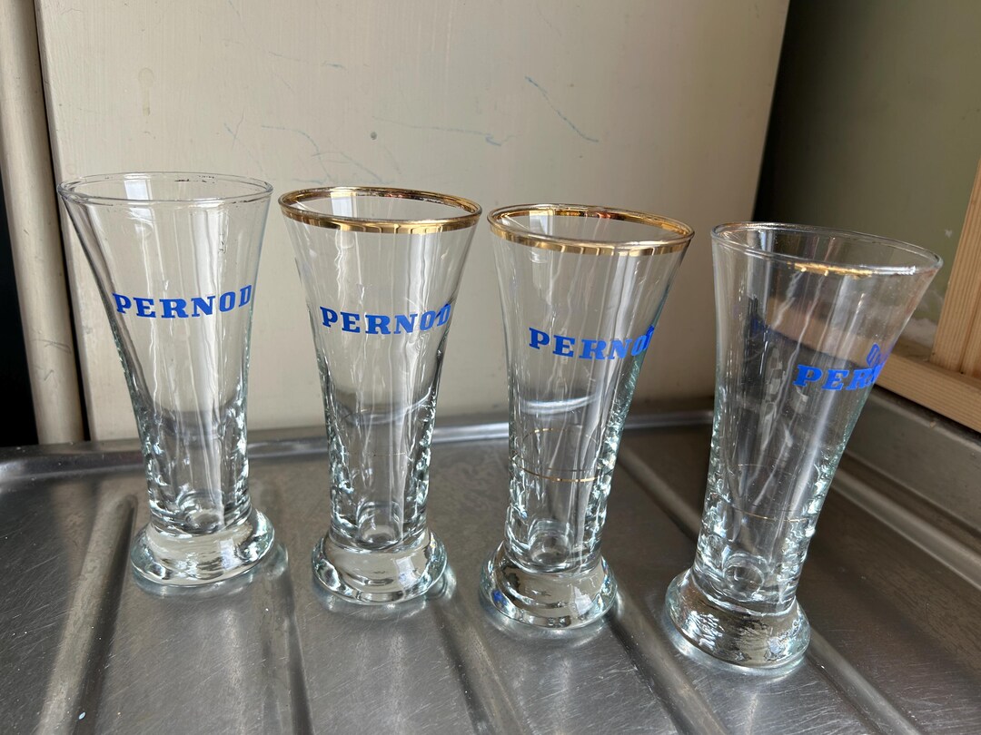 4 X Vintage Pernod Glasses - Etsy