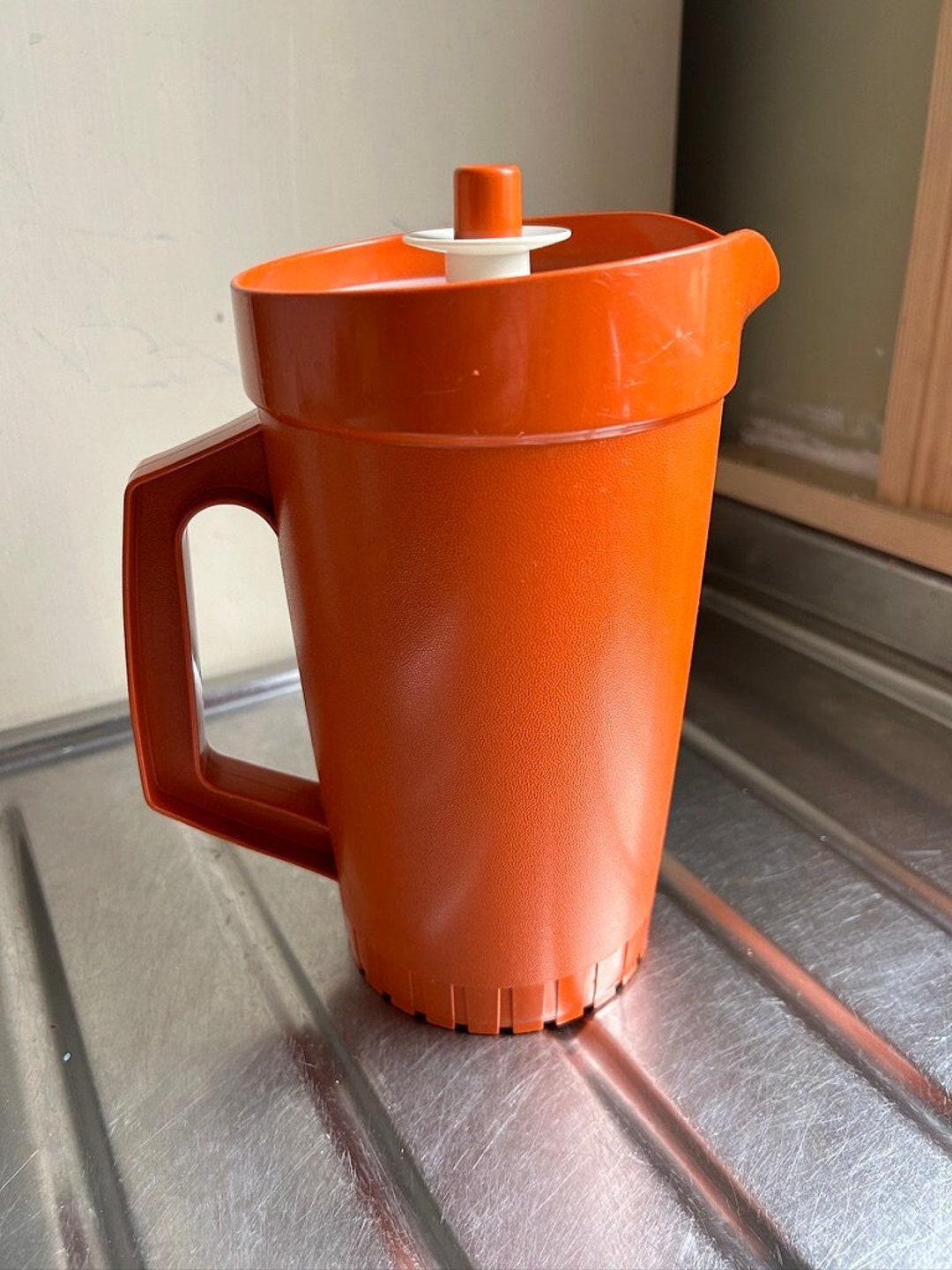 Tupperware - Orange Pitcher - Push Button Seal - Etsy