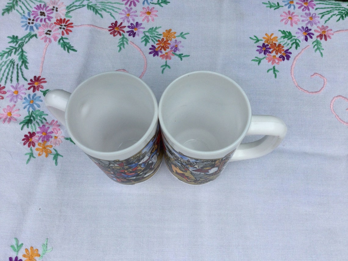 Two Retro Arcopal Mugs- Medieval Scene - Etsy UK