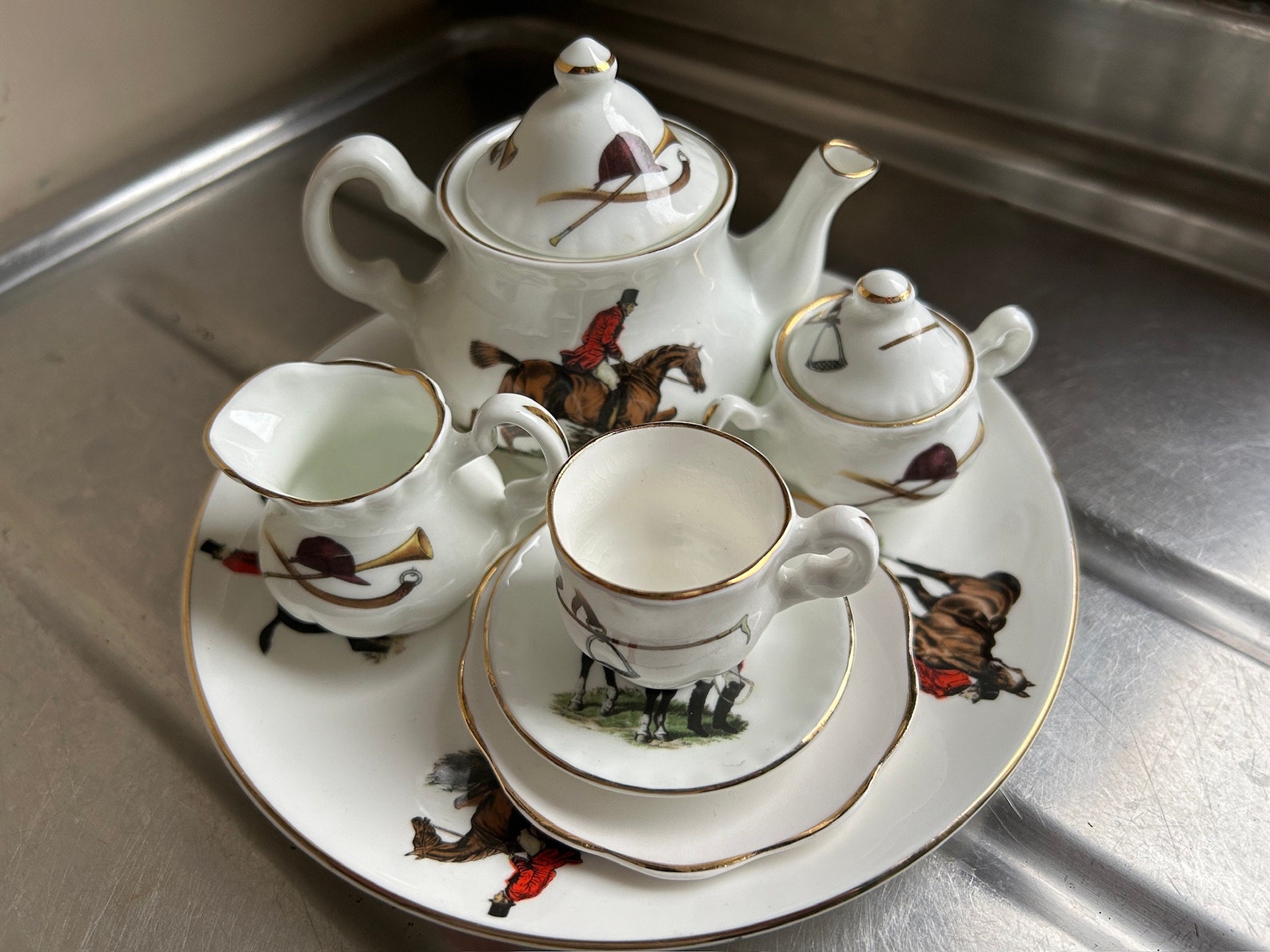 Object D'art Miniature Tea Set - Hunting Scenes - Etsy