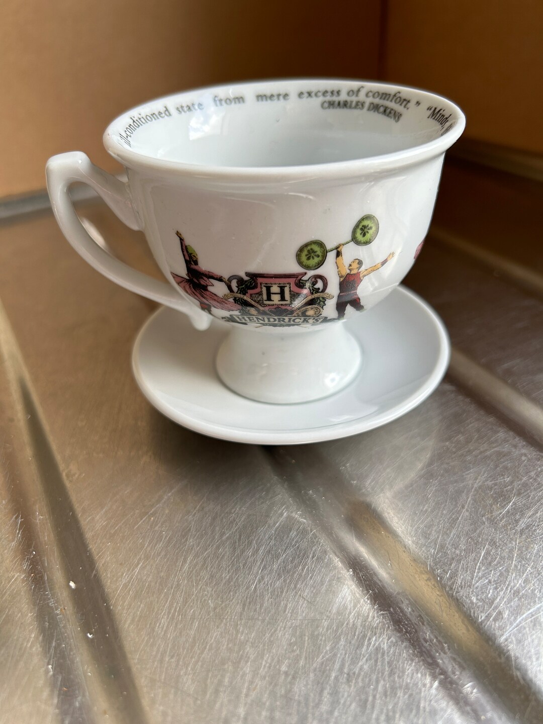 Hendrick's Gin Tea Cup and Saucer Dickens Quote - Etsy