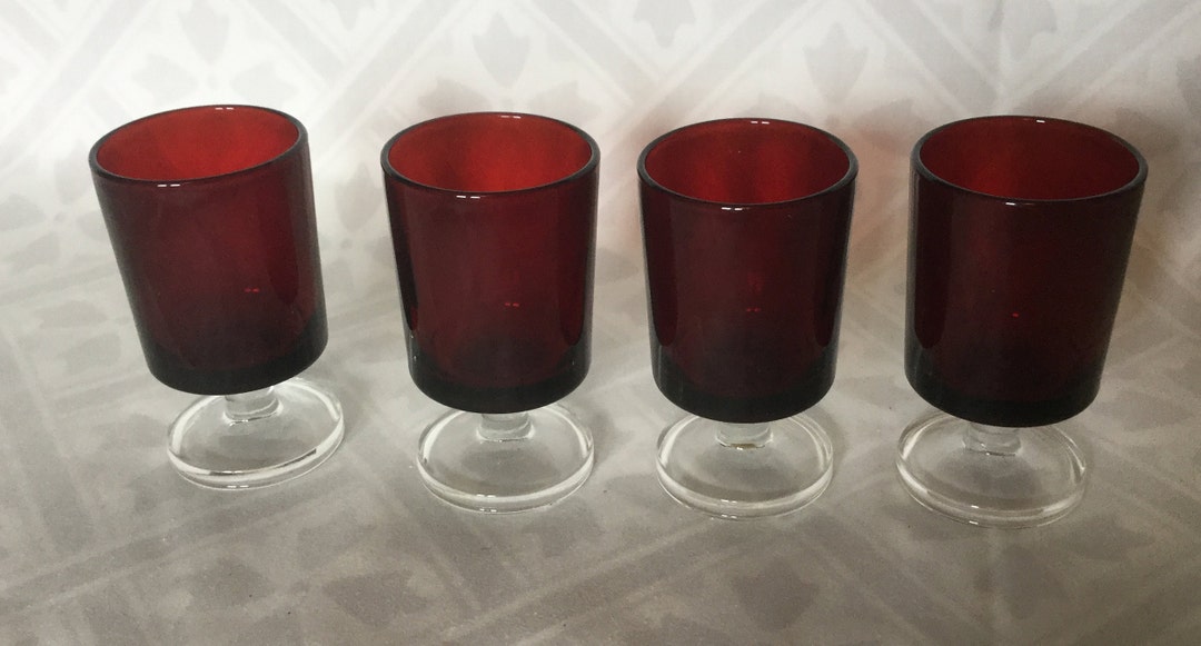 4 Vintage Luminarc Small Ruby Glasses - Etsy