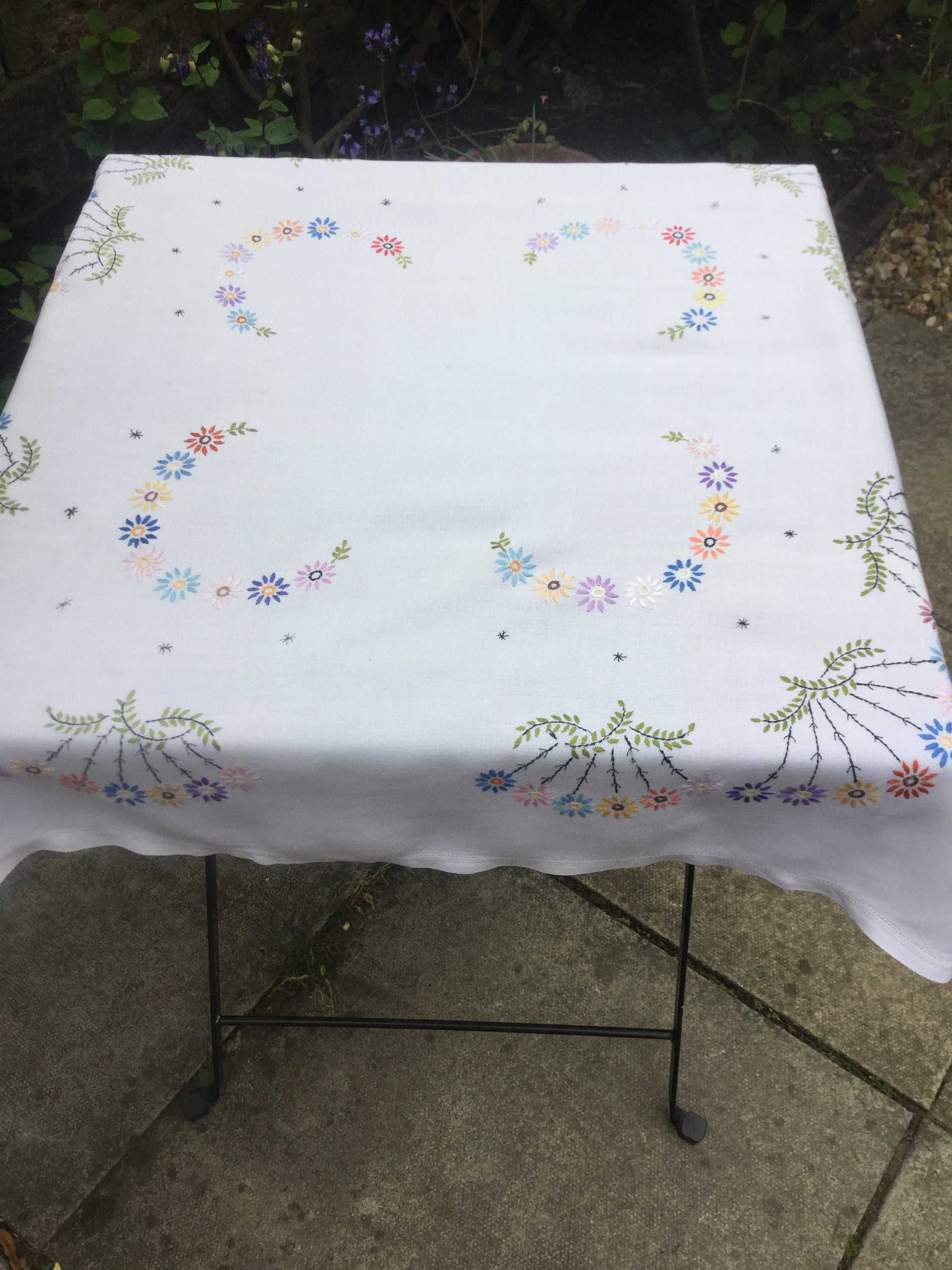 Embroidered Tablecloth Vintage 1960s | Etsy UK