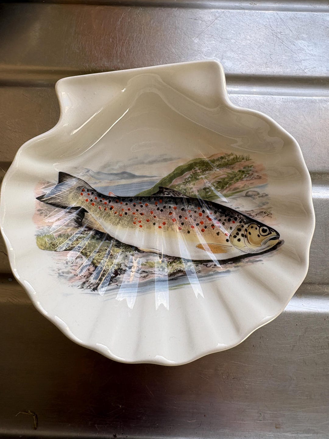 Portmeirion 'the Compleat Angler' Trinket Shell Dish - Gillaroo Trout ...