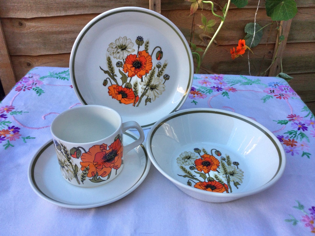 J & G Meakin Studio Poppy Breakfast Set - Etsy
