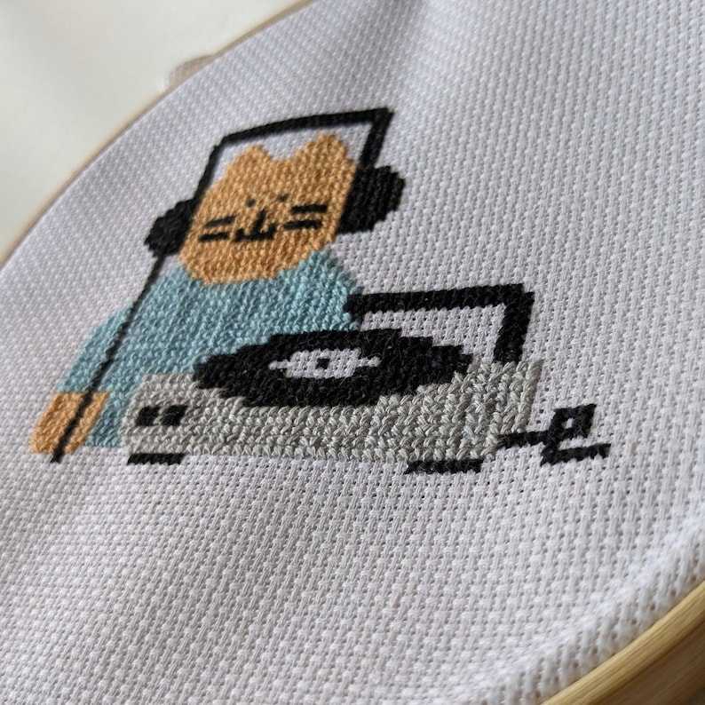 DIGITAL DOWNLOAD Cross Stitch Pattern Print at Home DJ Fur Ball Cat - Etsy