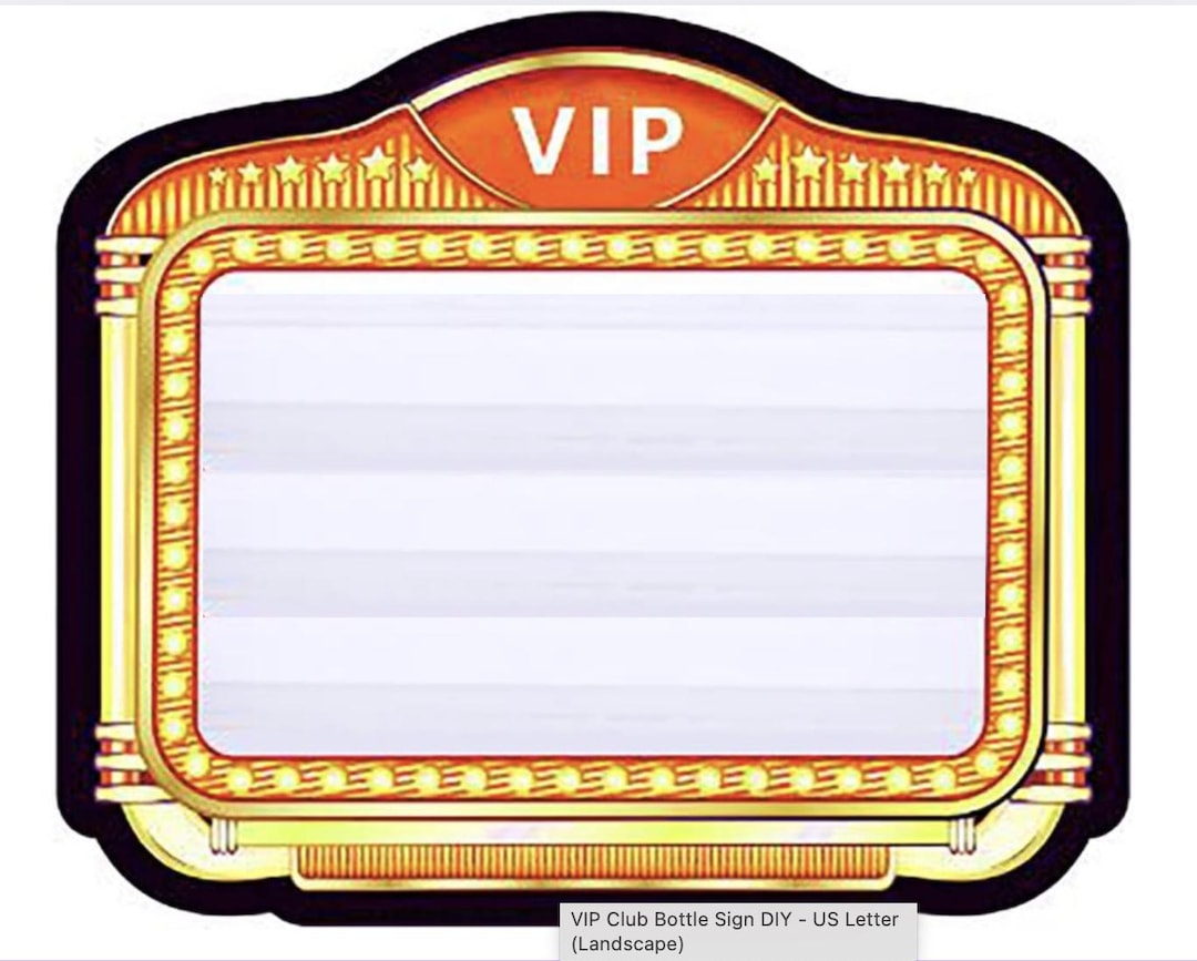 VIP Bottle Club Sign - Editable Marquee Letters (digital Download) - Etsy