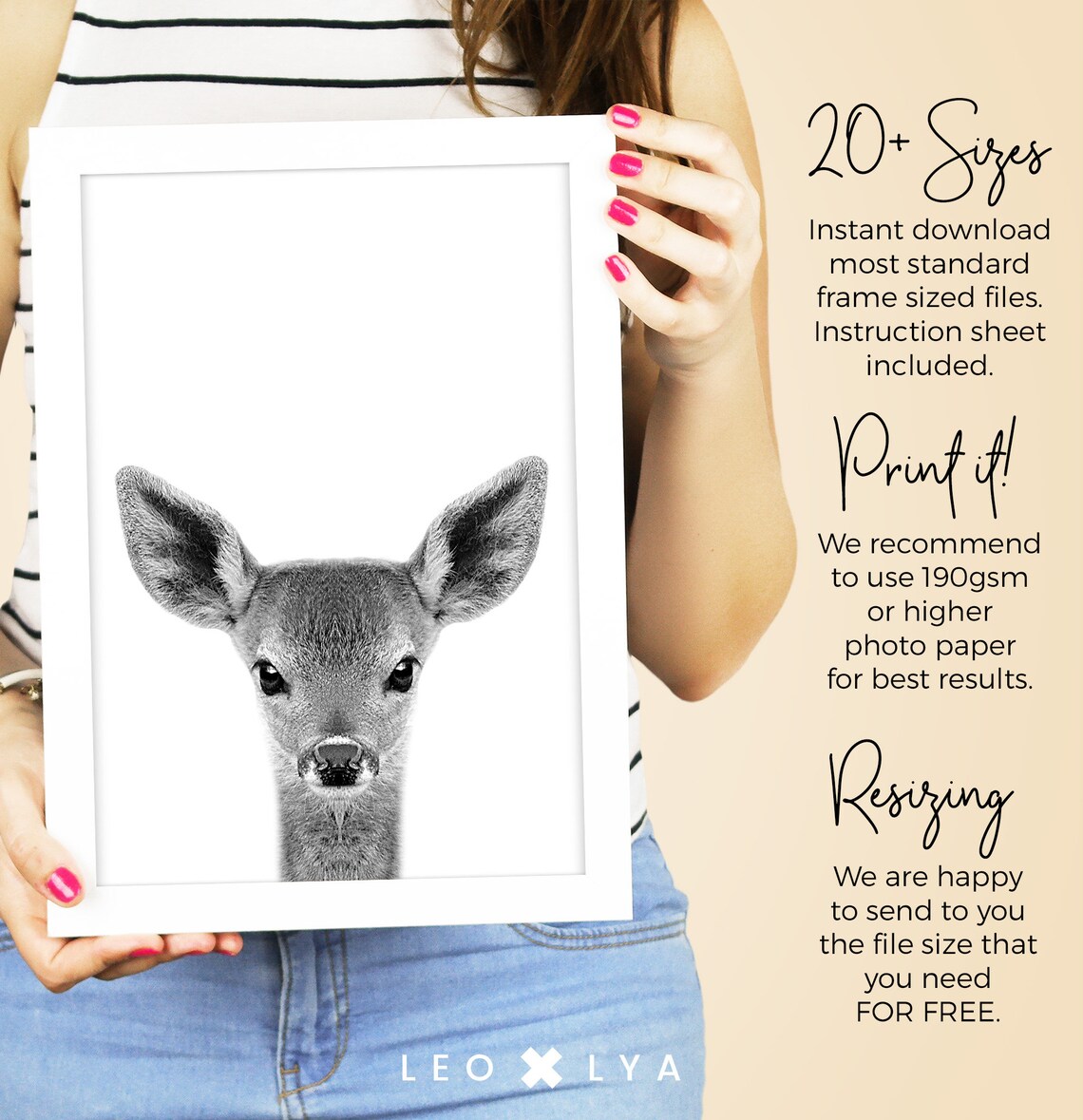 Baby Fawn Print Deer Wall Art Woodlands Decor Nursery | Etsy