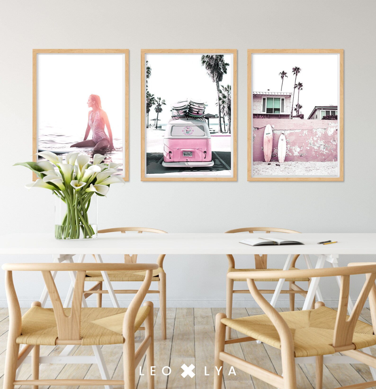 Beach Poster Set California Wall Art Surfboard Print - Etsy