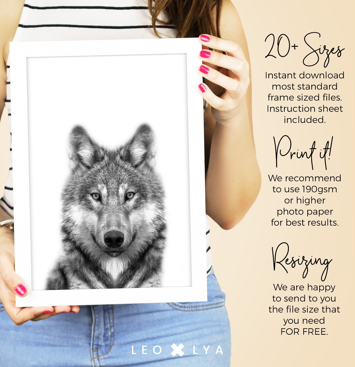 Black and White Wolf Print Woodlands Animals Print Nursery - Etsy