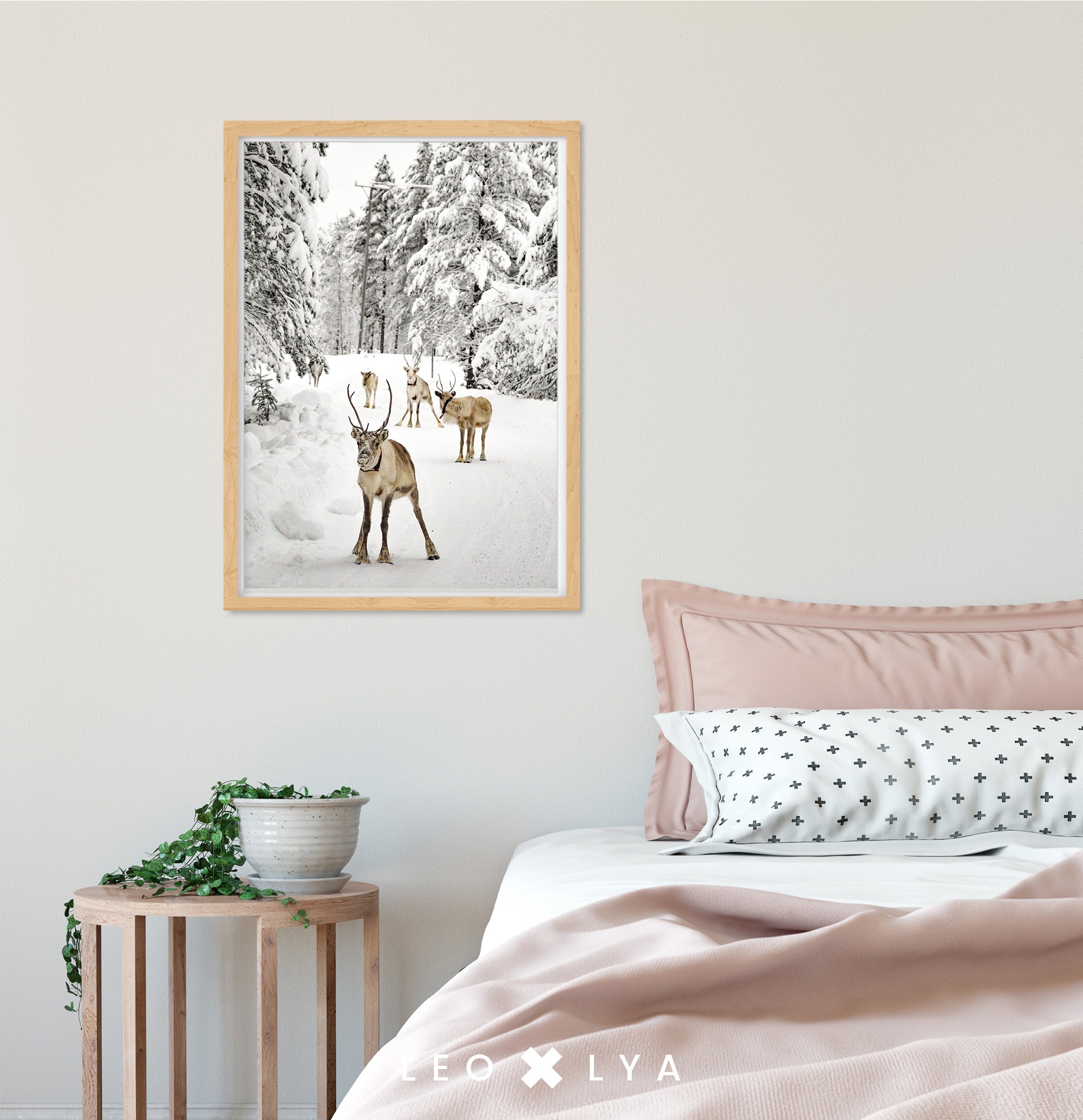 Reindeer Print Winter Decor Instant Download Deer Wall Art | Etsy