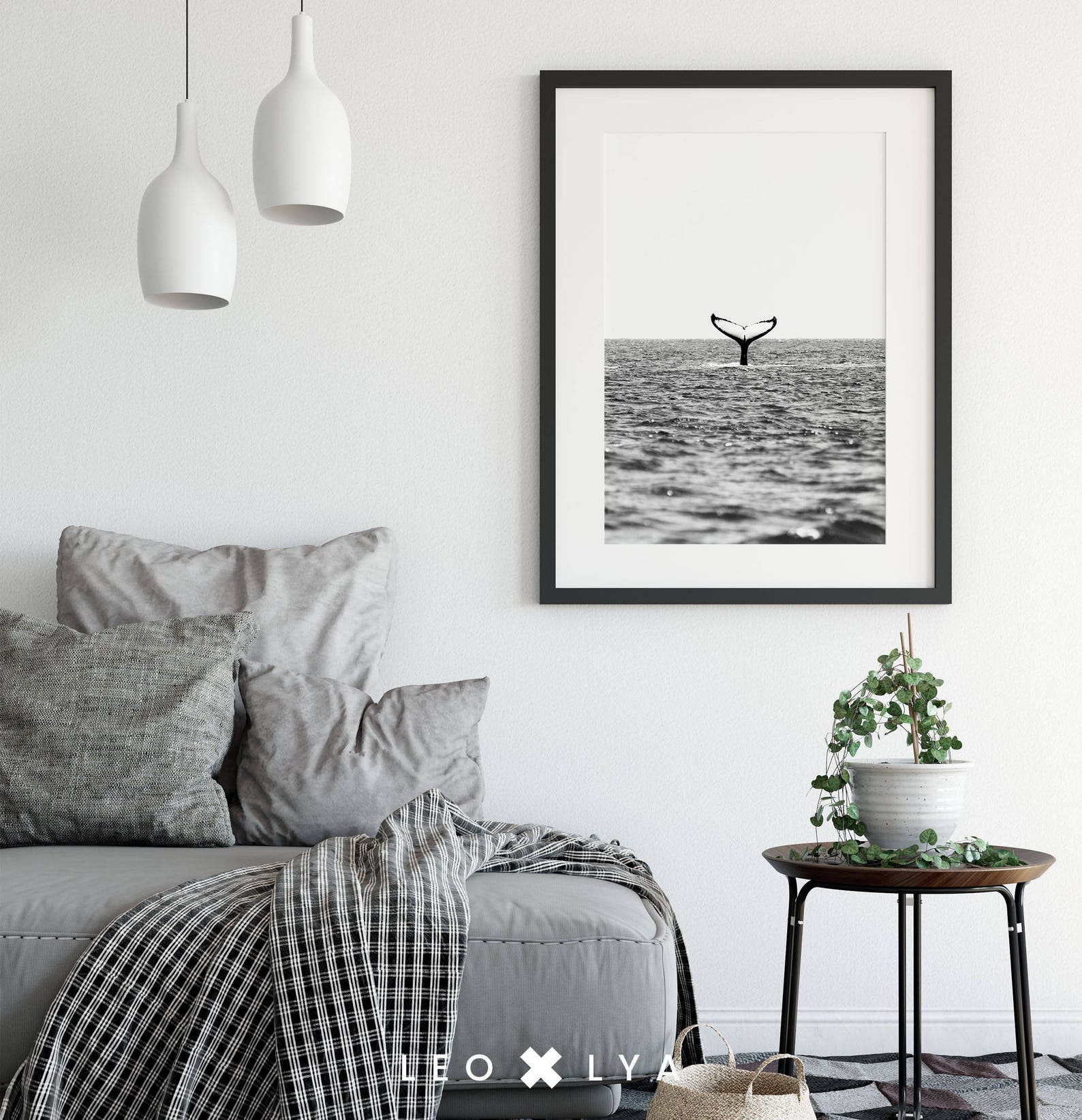 Poster océan noir et blanc, queue de baleine, photo noir et blanc ...