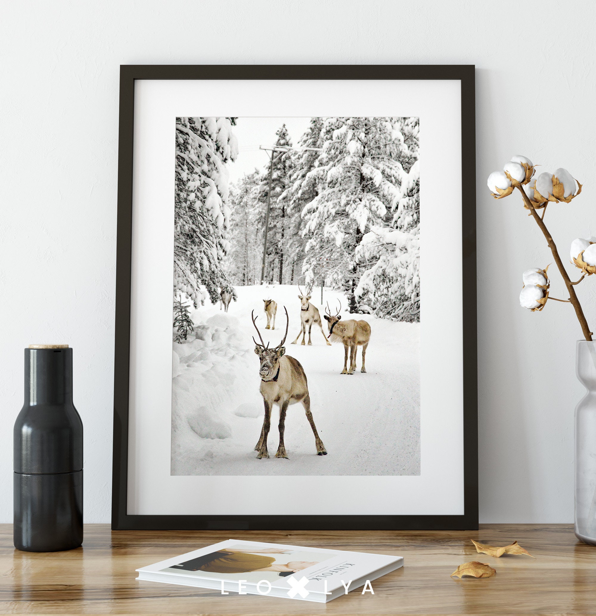 Reindeer Print, Winter Decor, Instant Download, Deer Wall Art, Nursery ...