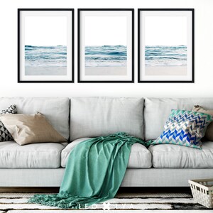 Blue Waves Posters, 3 Piece Ocean Waves Set, Large Waves Set, 3 ...