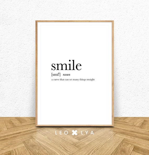 Smile Definition Smile Print Decor Dictionary Art | Etsy
