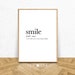 Smile Definition Smile Print Decor Dictionary Art - Etsy